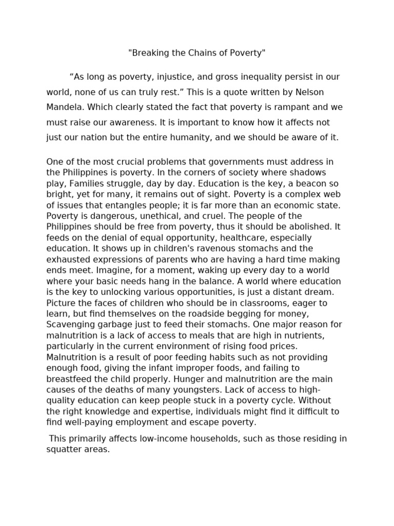 Breaking The Chains of Poverty | PDF