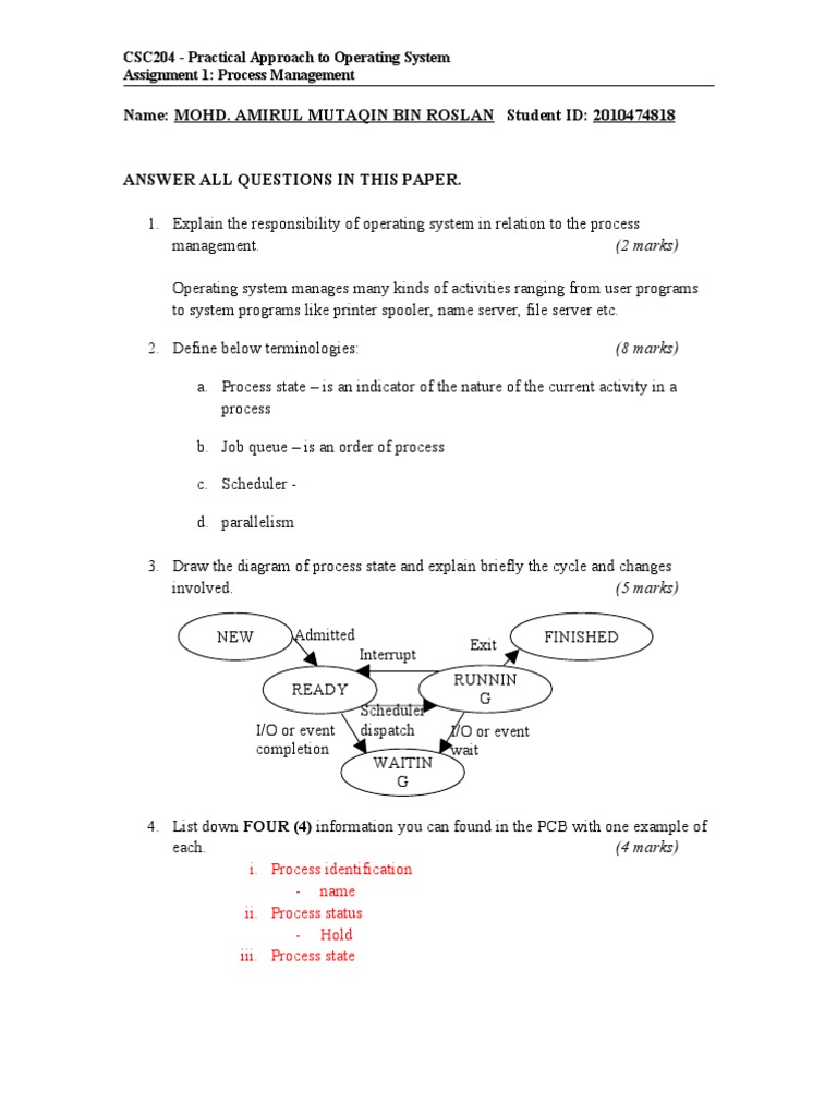 Assignment Process Management | PDF | Scheduling (Computing) | Process ...