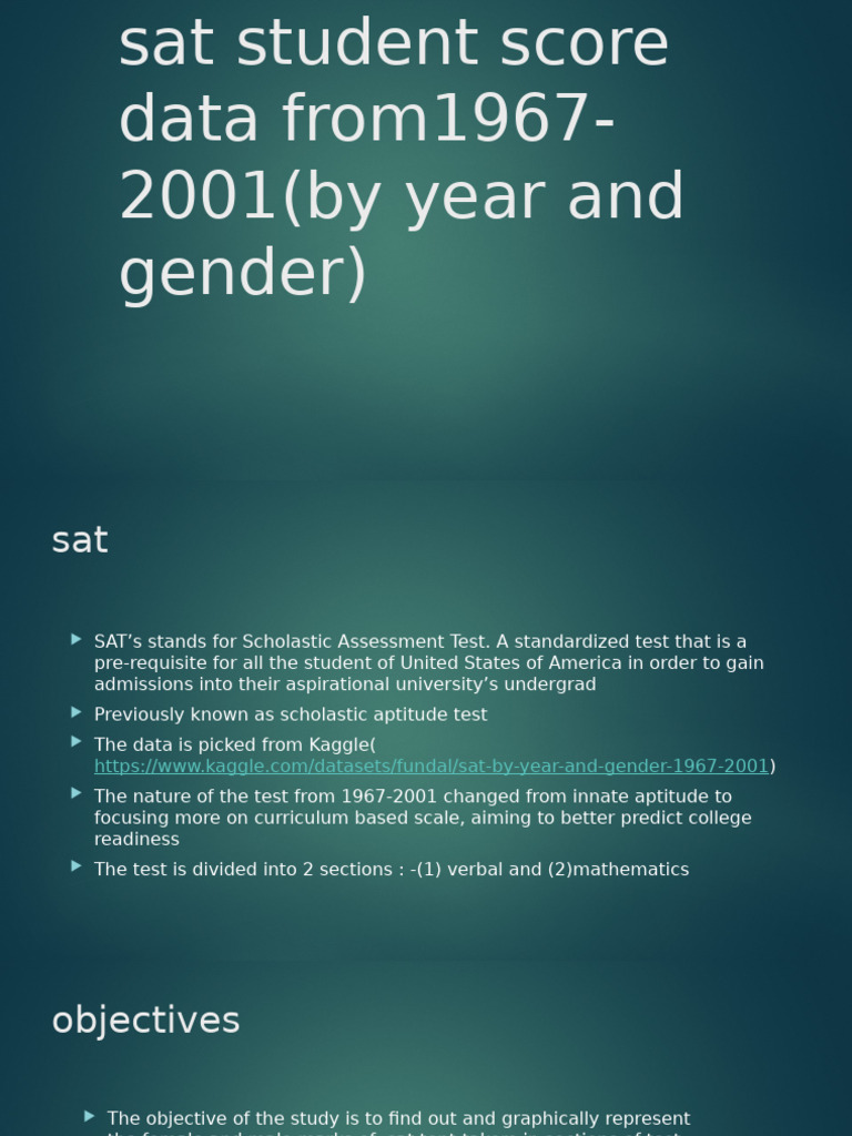 Data Representation of Sat Student Score Data From1967-2001 | PDF ...