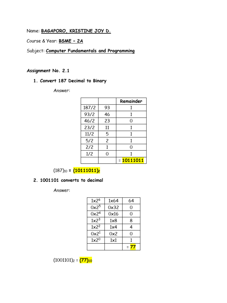 Assignment No. 2.1 | PDF