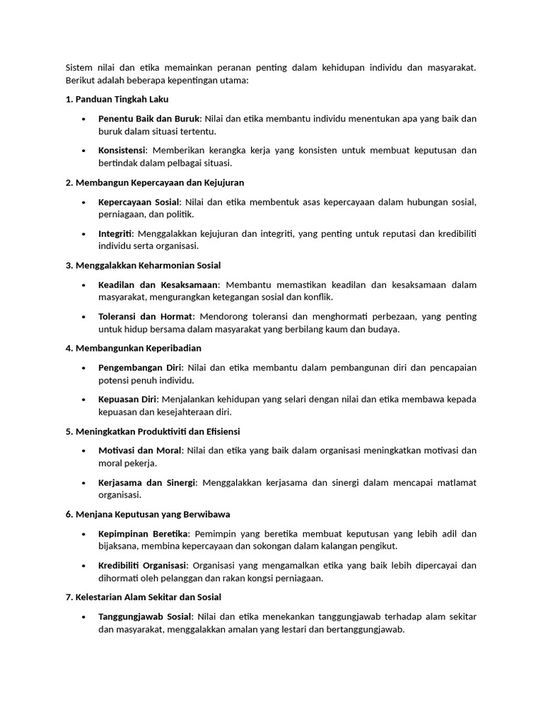 Peranan Sistem Nilai Dan Etika Dalam Membentuk Masyarakat Berintegriti ...