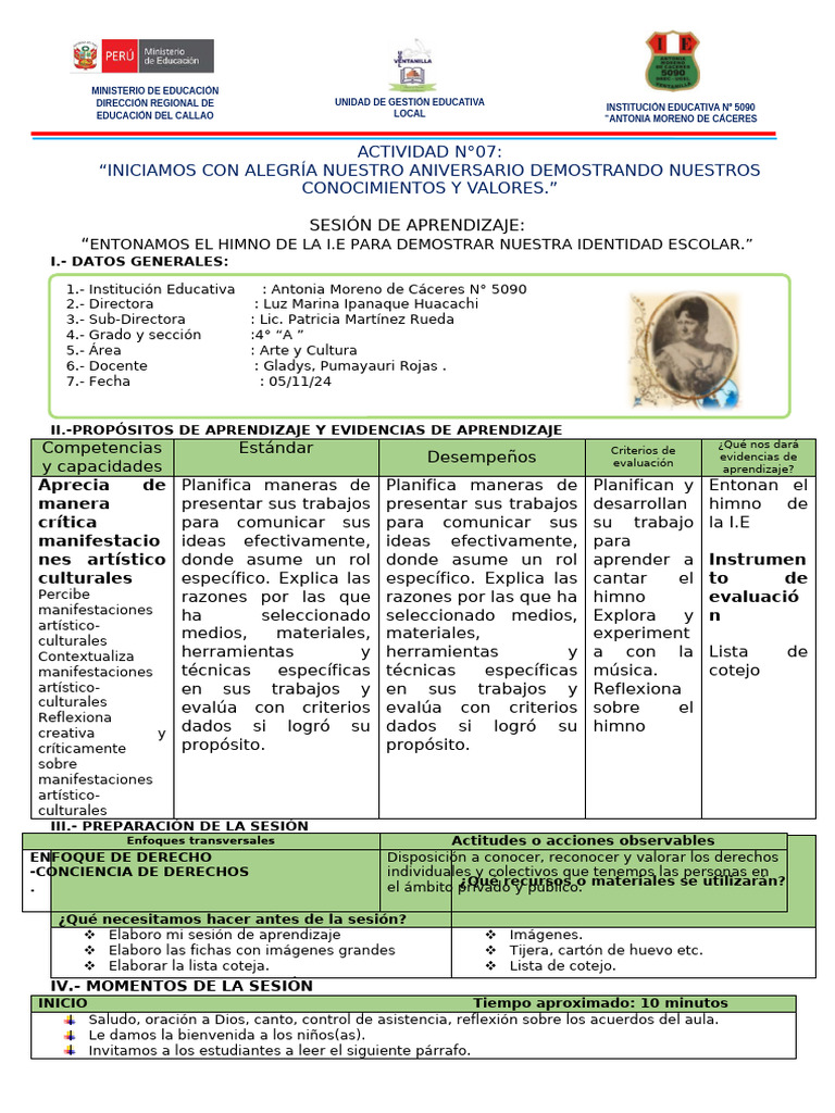 Entonamos el Himno de la I.E. | PDF | Canciones | Aprendizaje