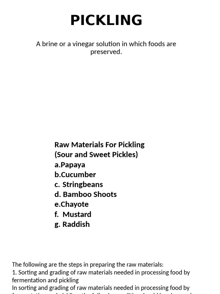 PICKLING | PDF | Pickling | Pickled Cucumber