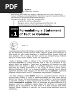 Formulating Statement of Fact, Opinon, and Assertion | PDF | Truth | Opinion