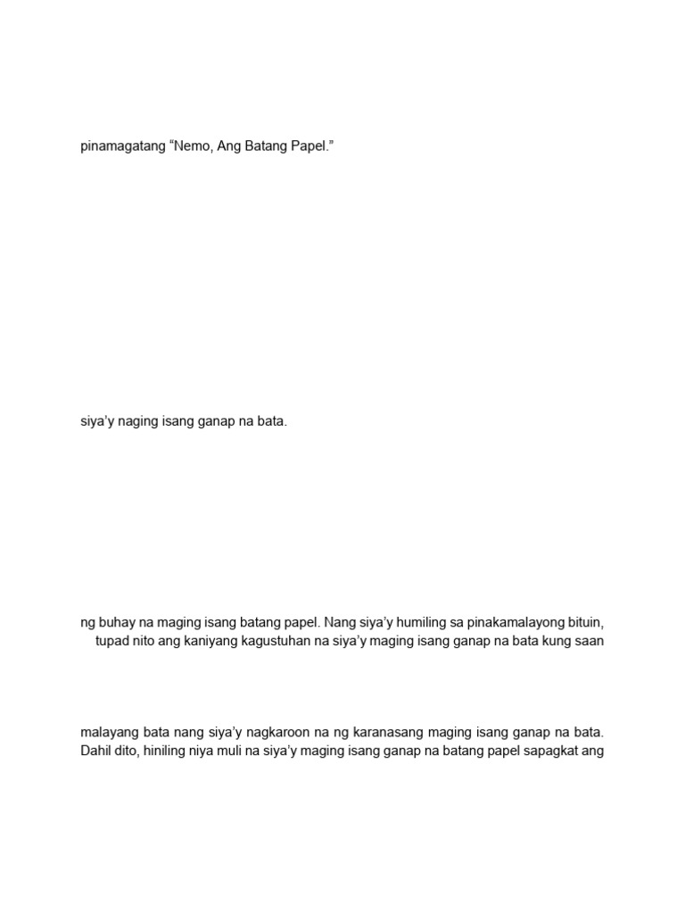 Nemo Ang Batang Papel Script | PDF