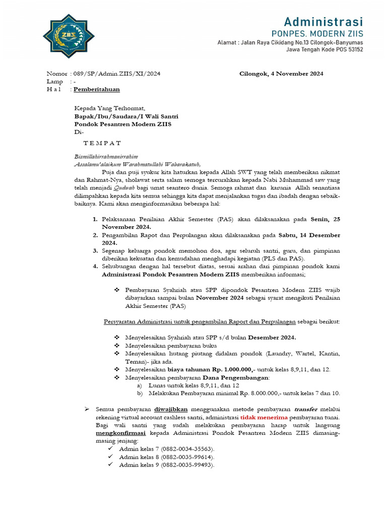 Persyaratan PAS Dan Rapot 2024 | PDF