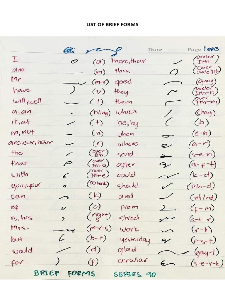 Brief Forms and Useful Phrases, Series 90' | PDF