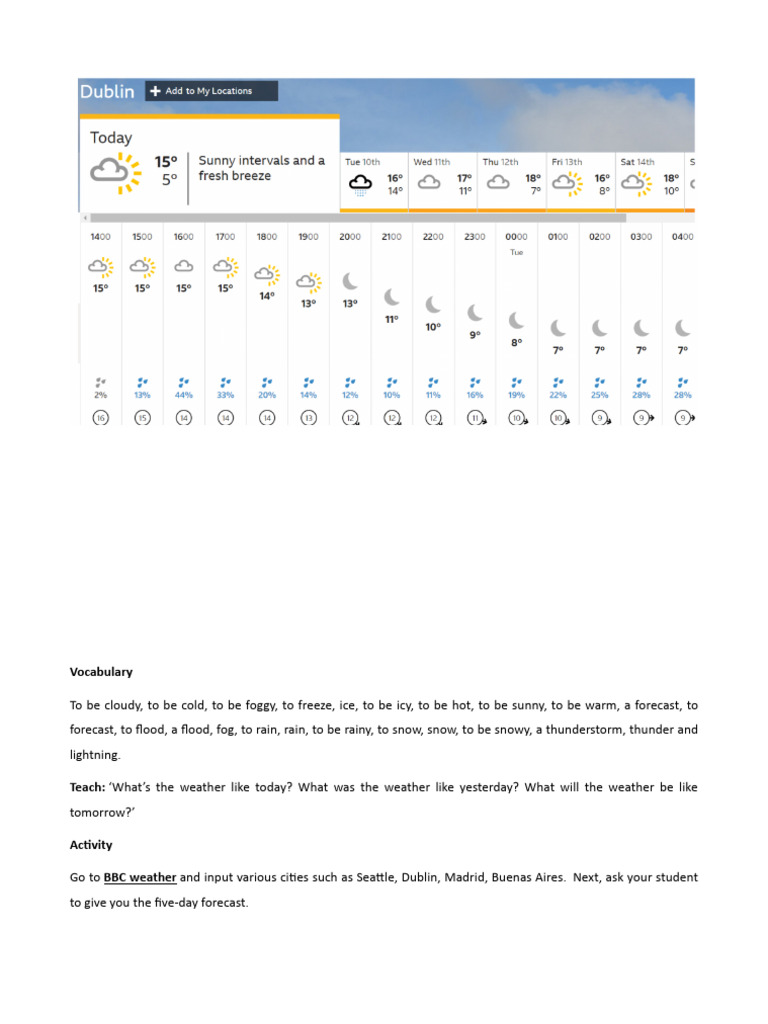 Weather Vocabulary for ESL Learners | PDF | Science & Mathematics