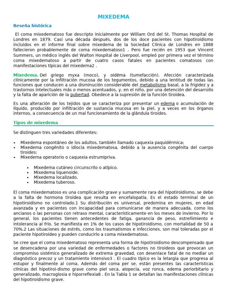 MIXEDEMA | PDF | Hipotiroidismo | Tiroides