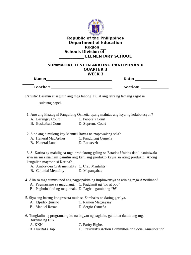 Q3 Ap6 Summative Week 3 | PDF