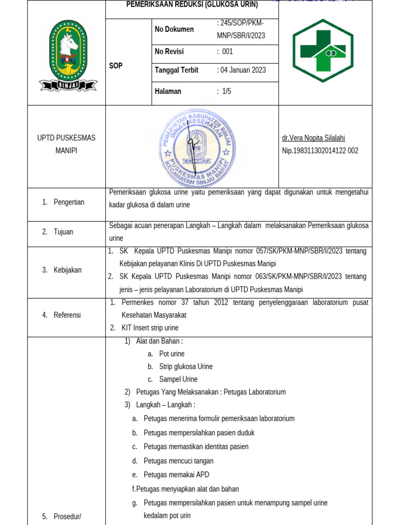 SOP Reduksi Urine | PDF | Pengembangan Diri