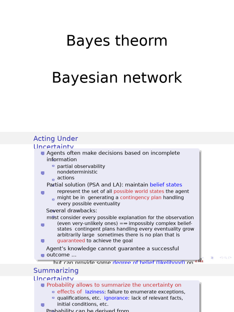 Imp Class Bayes Therom and Basian Network Class | PDF | Bayesian Network | Measure Theory
