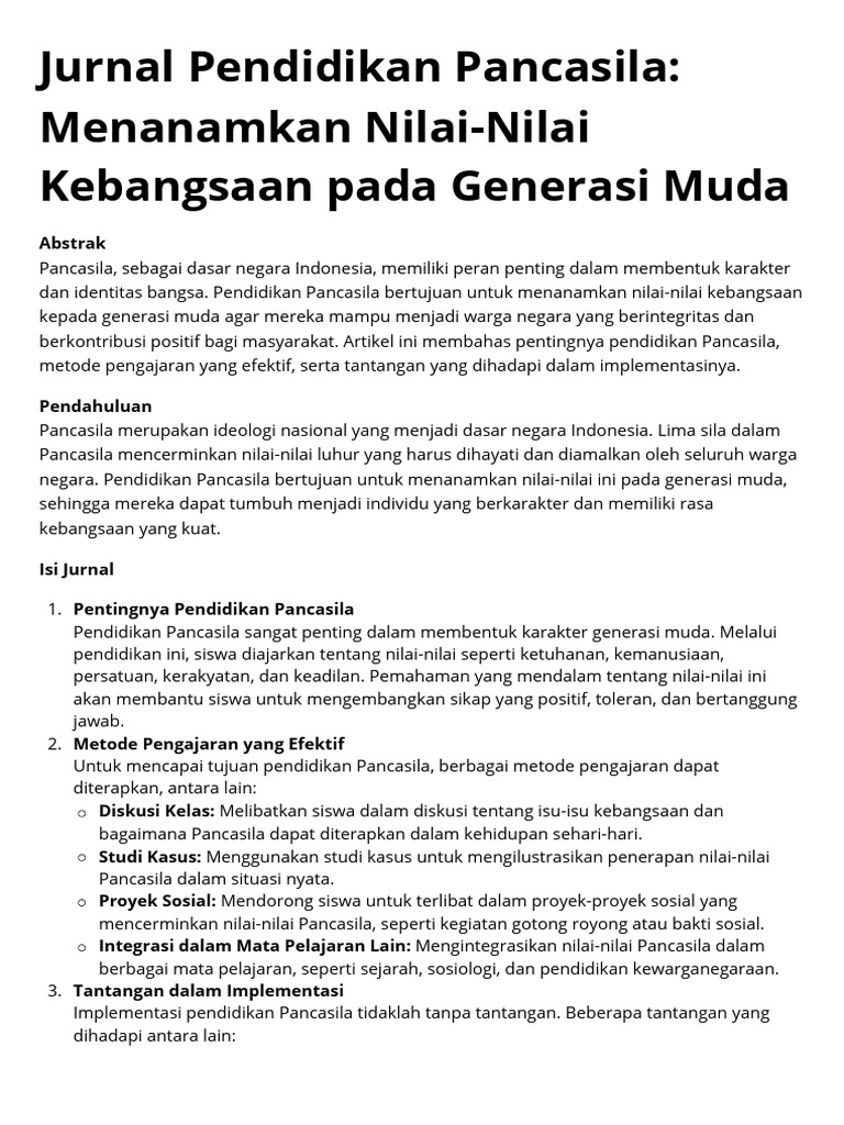 Jurnal Pendidikan Pancasila - 20240922 - 062114 - 0000 | PDF | Karier ...
