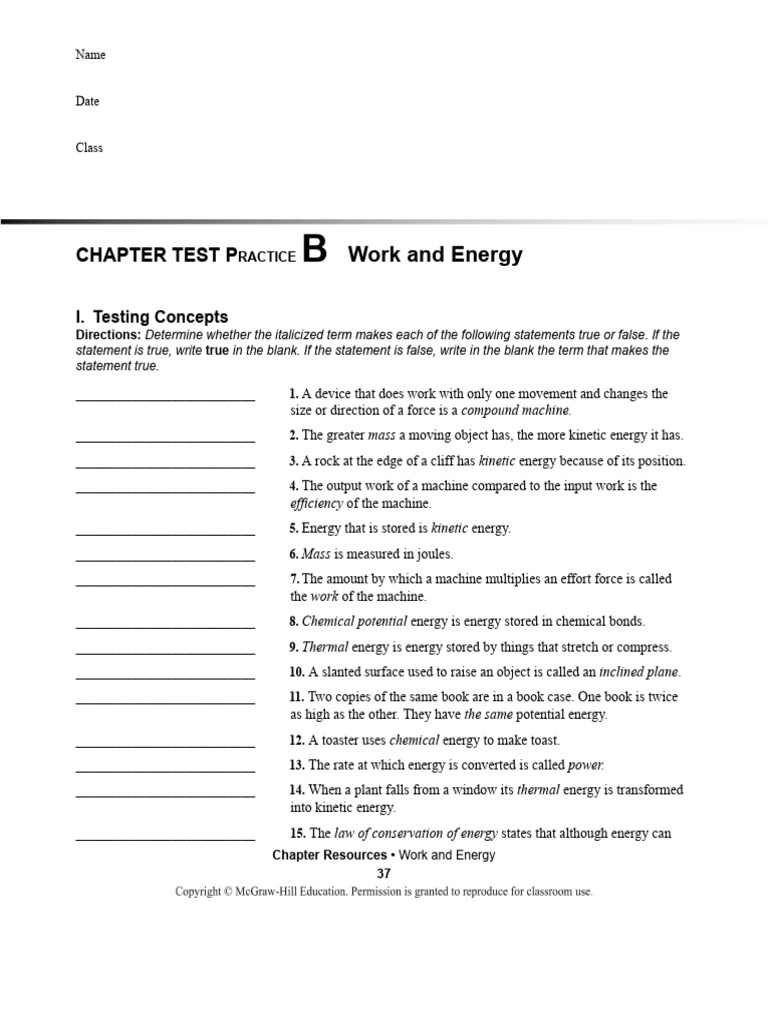 Ali Rady - PS CH 4 Chapter Test Practice | PDF | Potential Energy ...