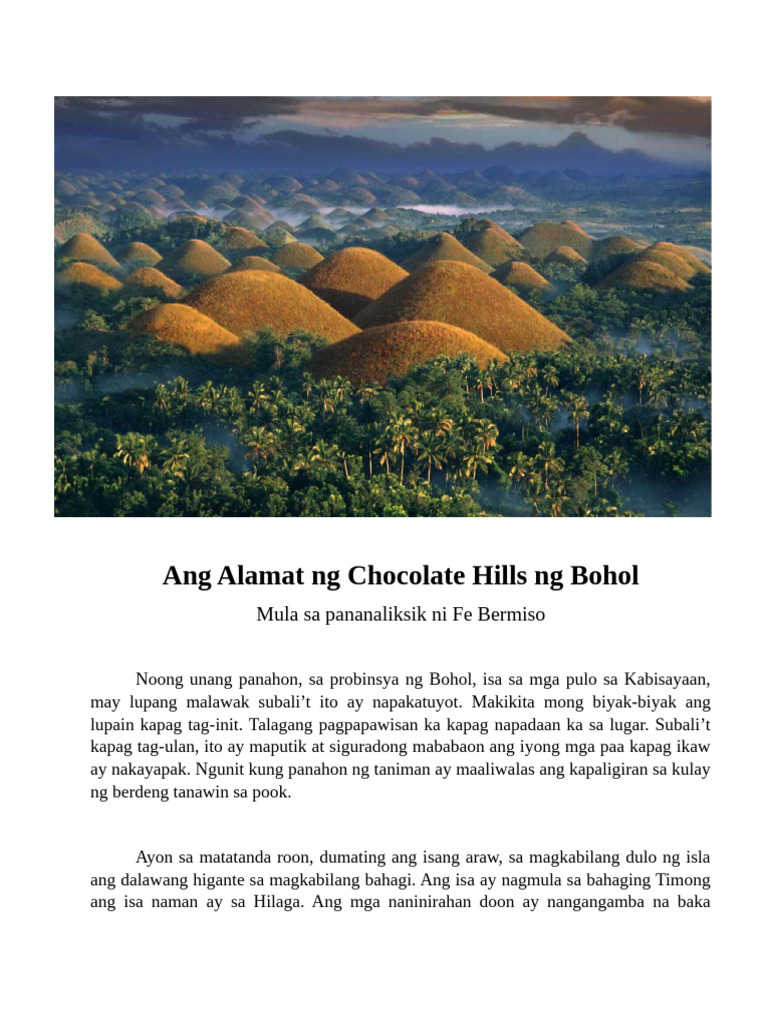 Ang Alamat NG Chocolate Hills NG Bohol | PDF