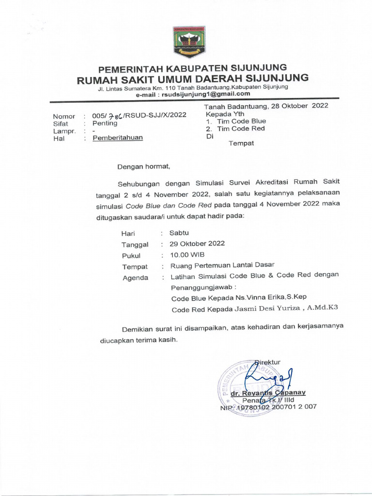 Undangan Code Blue Dan Code Red | PDF