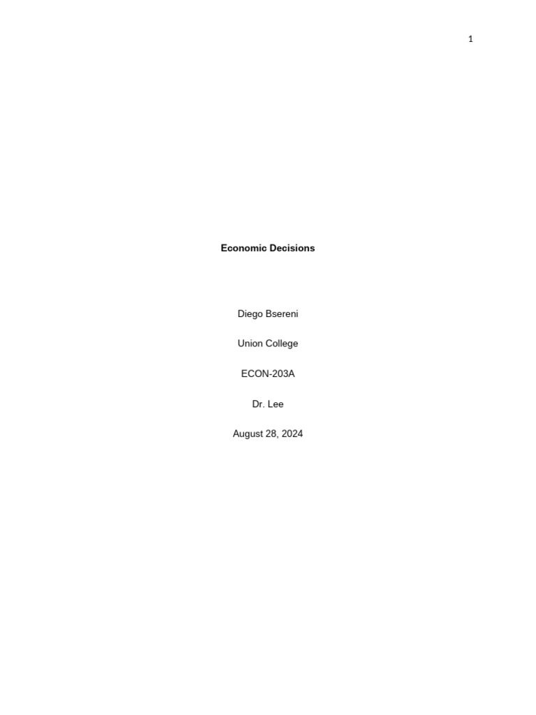 Economic Decisions | PDF | Meal | Economics