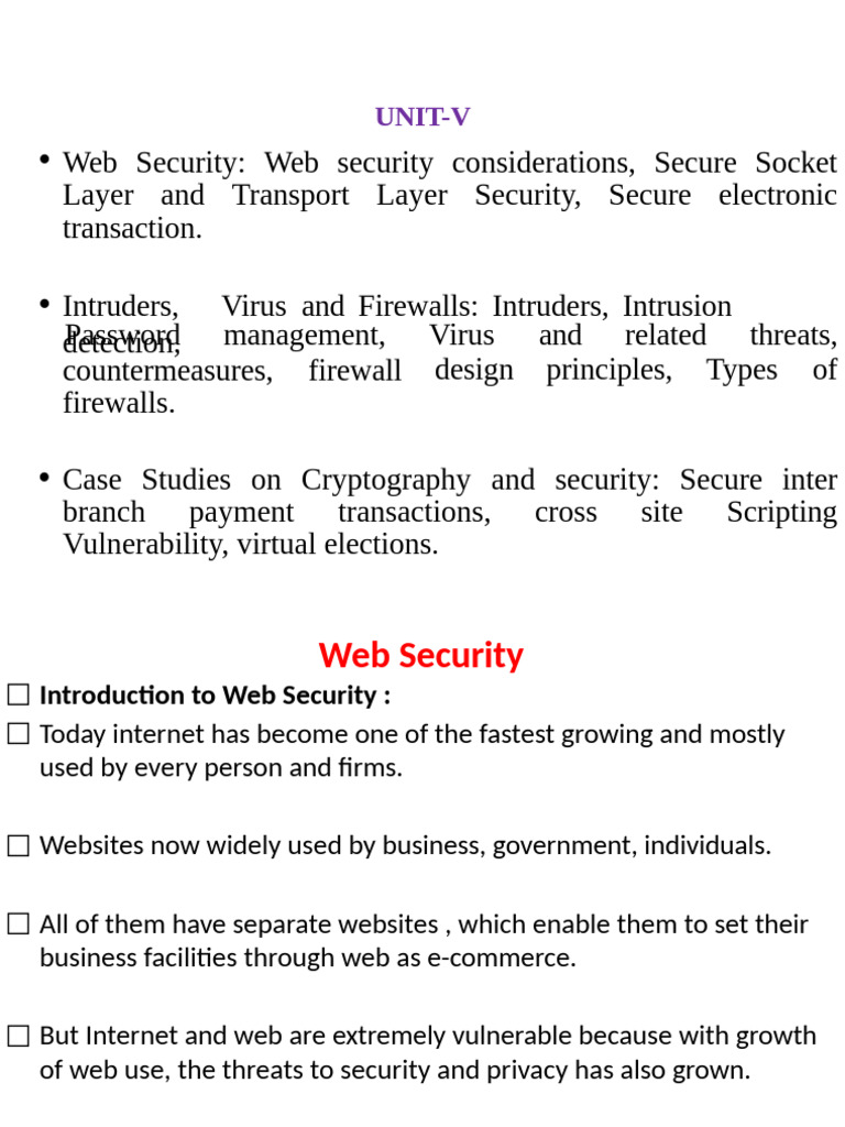 CNS unit 4 | PDF | Transport Layer Security | Computer Virus CNS unit 4 | PDF | Transport Layer Security | Computer Virus