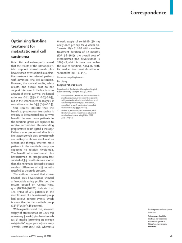 Optimising First Line Treatment For Metastatic Ren - 4 | PDF | Medical ...