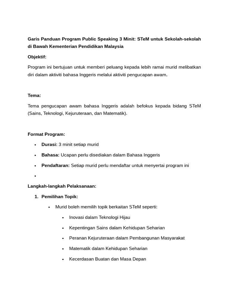 Terkini 151024 Garis Panduan Program Public Speaking 3 Minit Tahun | PDF Terkini 151024 Garis Panduan Program Public Speaking 3 Minit Tahun | PDF