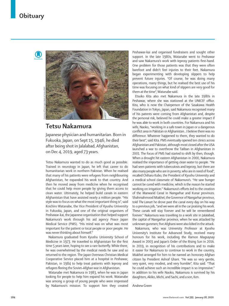Tetsu-Nakamura_lancet | PDF | Afghanistan