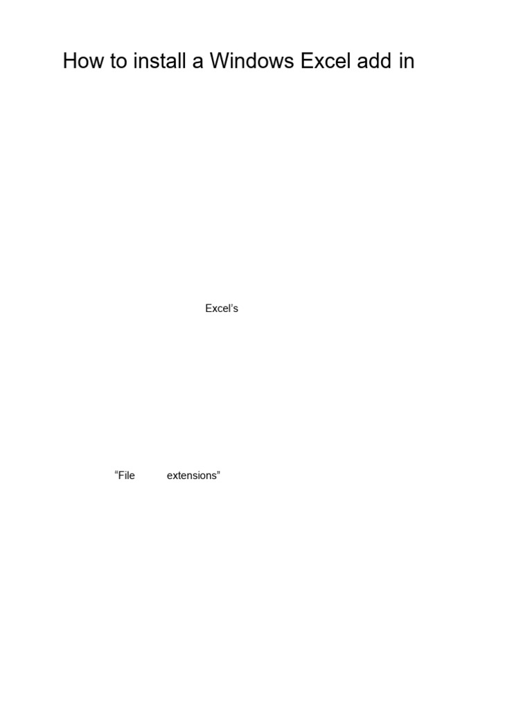 How To Install Windows Excel Addin Pdf Microsoft Excel Computer File