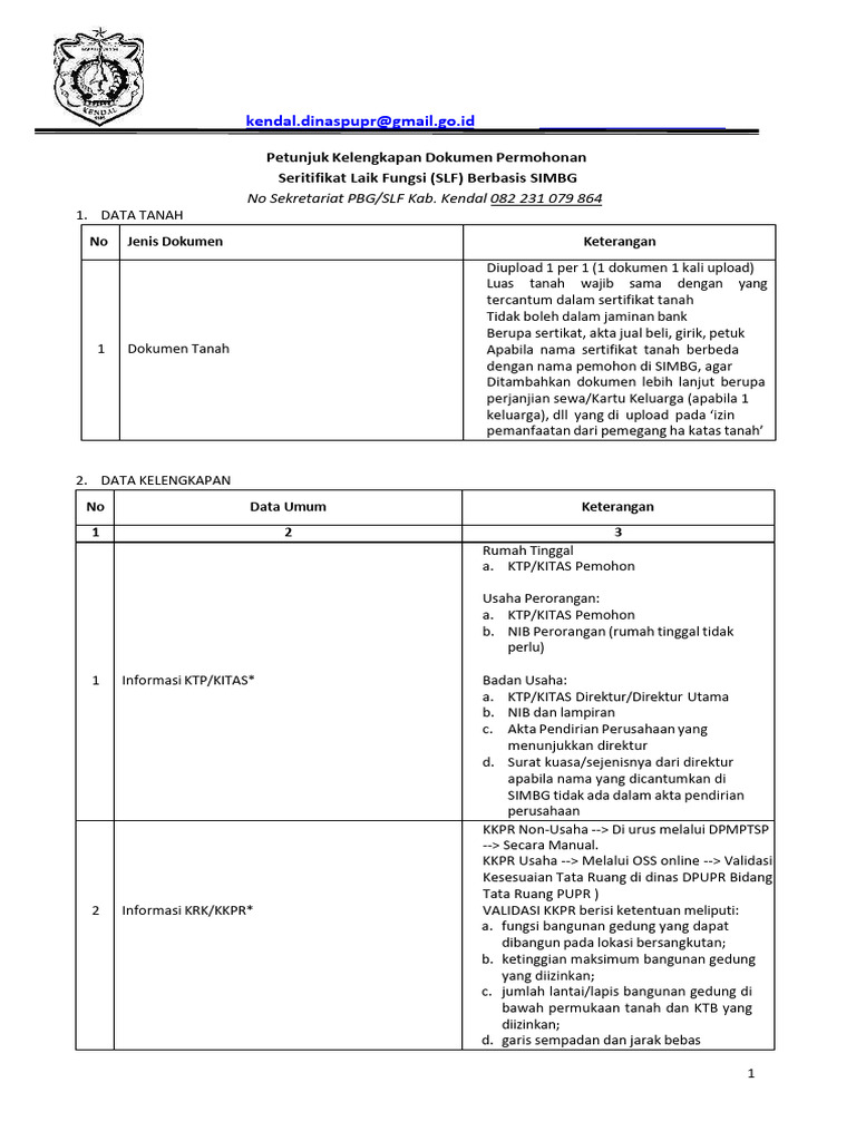 Check List Dokumen Permohonan SLF Fik 2024 | PDF