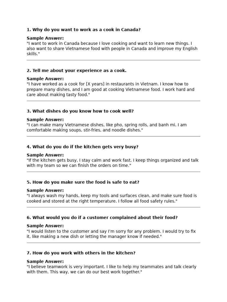 Cooking Questions | PDF | Cooking, Food & Wine