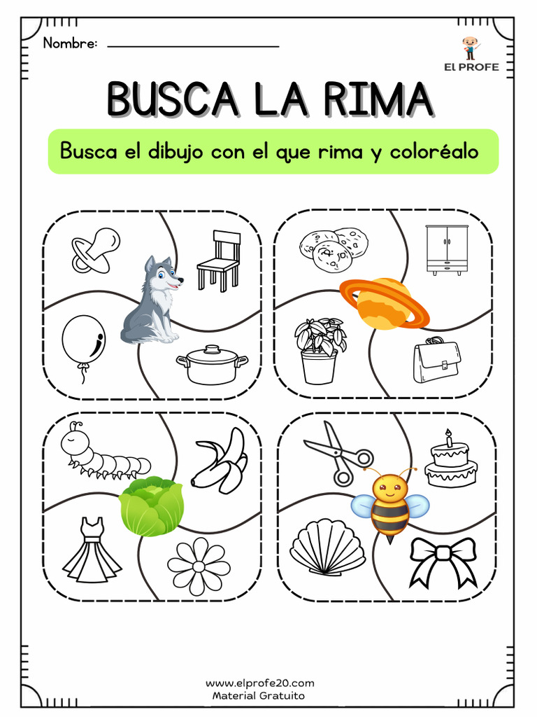 Ejercicios de Rimas para Niños | PDF