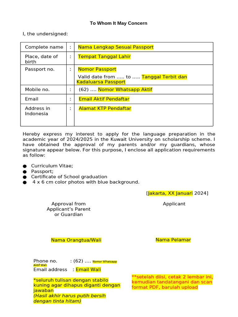Formulir Bahasa Kuwait Januari 2024 | PDF