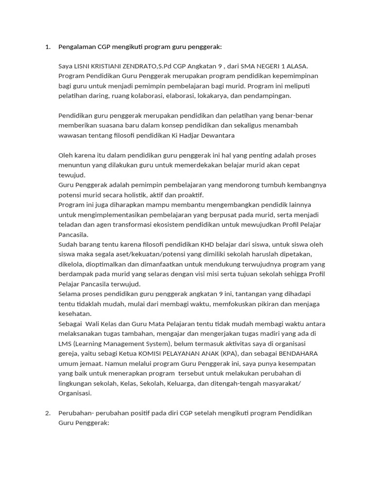 Kelas Berbagi CGP A9 | PDF