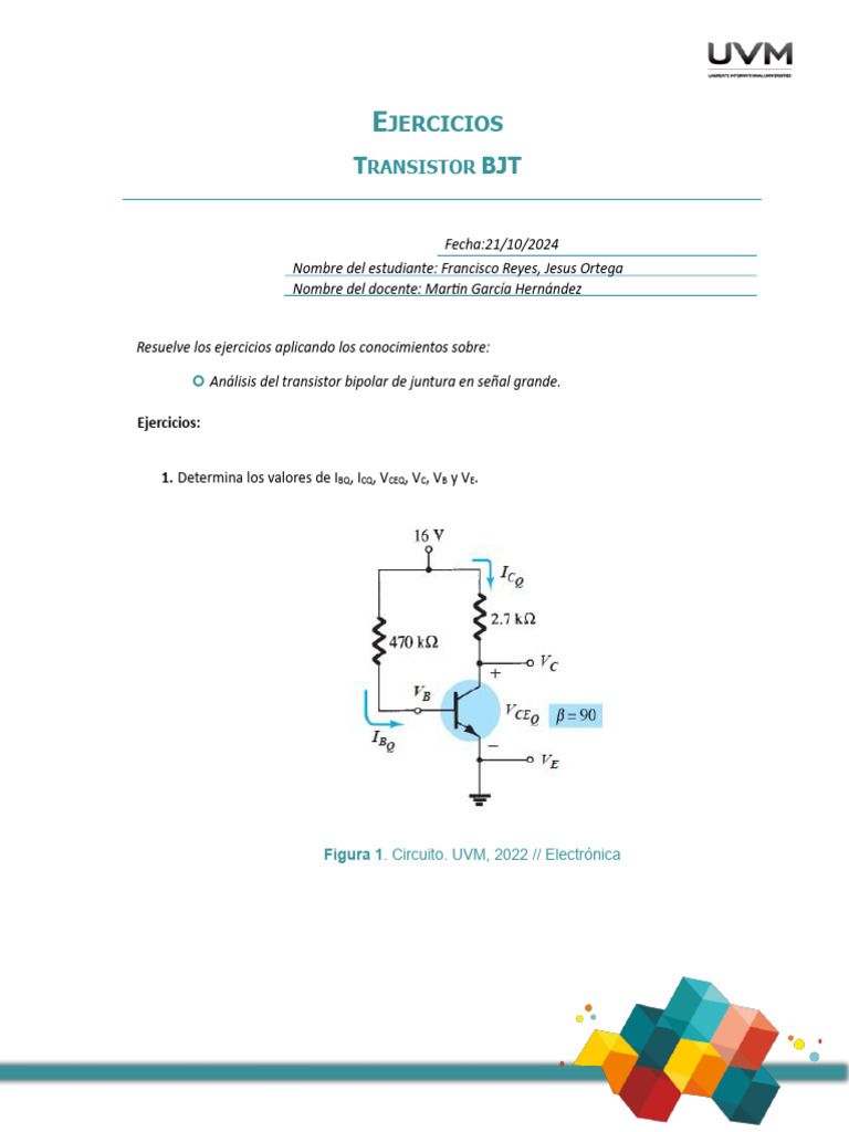U3 - Ejercicios2 JSOA FARF E | PDF | Transistor de unión bipolar | Transistor
