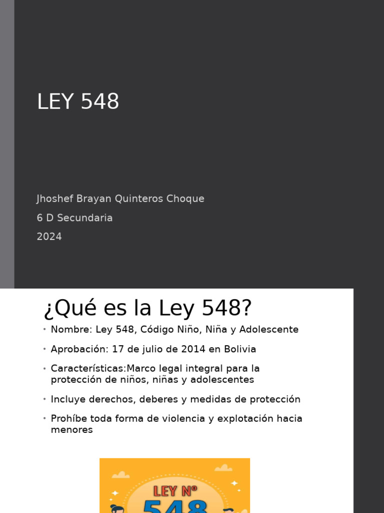 Ley 548: Protección Integral de NNA | PDF | Política