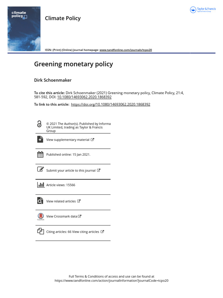 Greening Monetary Policy | PDF | European Central Bank | Central Banks