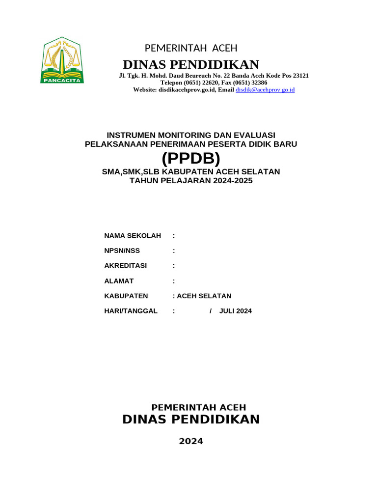 Instr Monev PPDB Dan MPLS 2024-2025.A-4 | PDF