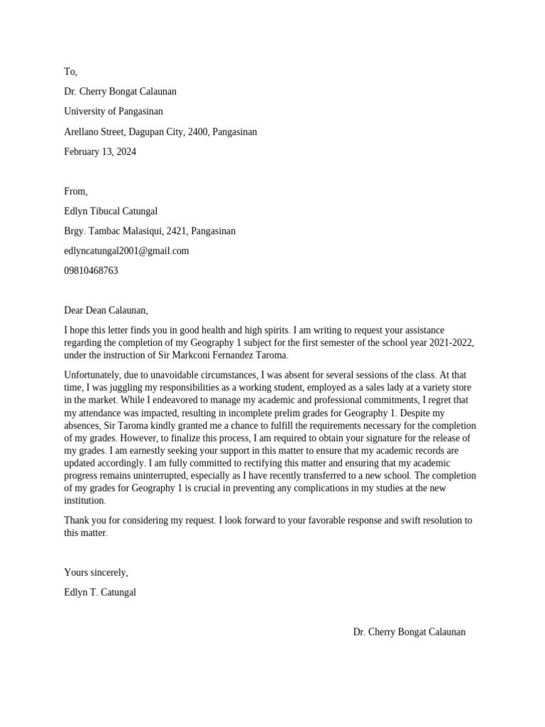 Request for Grade Completion Assistance | PDF | Career & Growth | Wellness