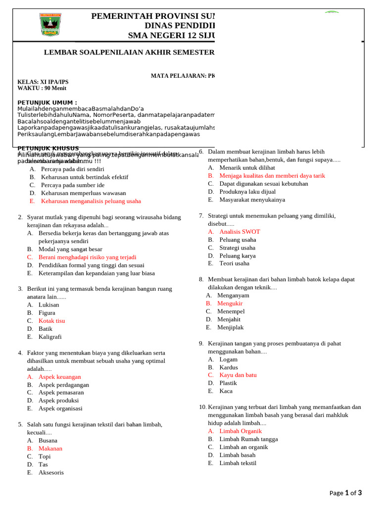 Blangko Soal PAS 2 TP 2022-2023 | PDF