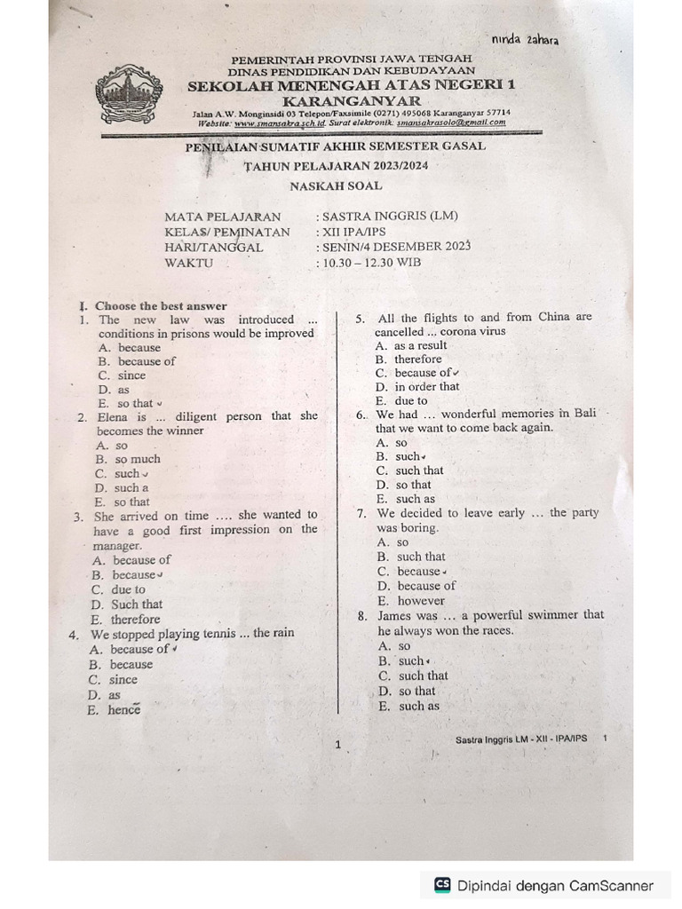12 Sma-Pas-Sman 1 Kra-Sas Ing-Smt 1-TP2324 | PDF