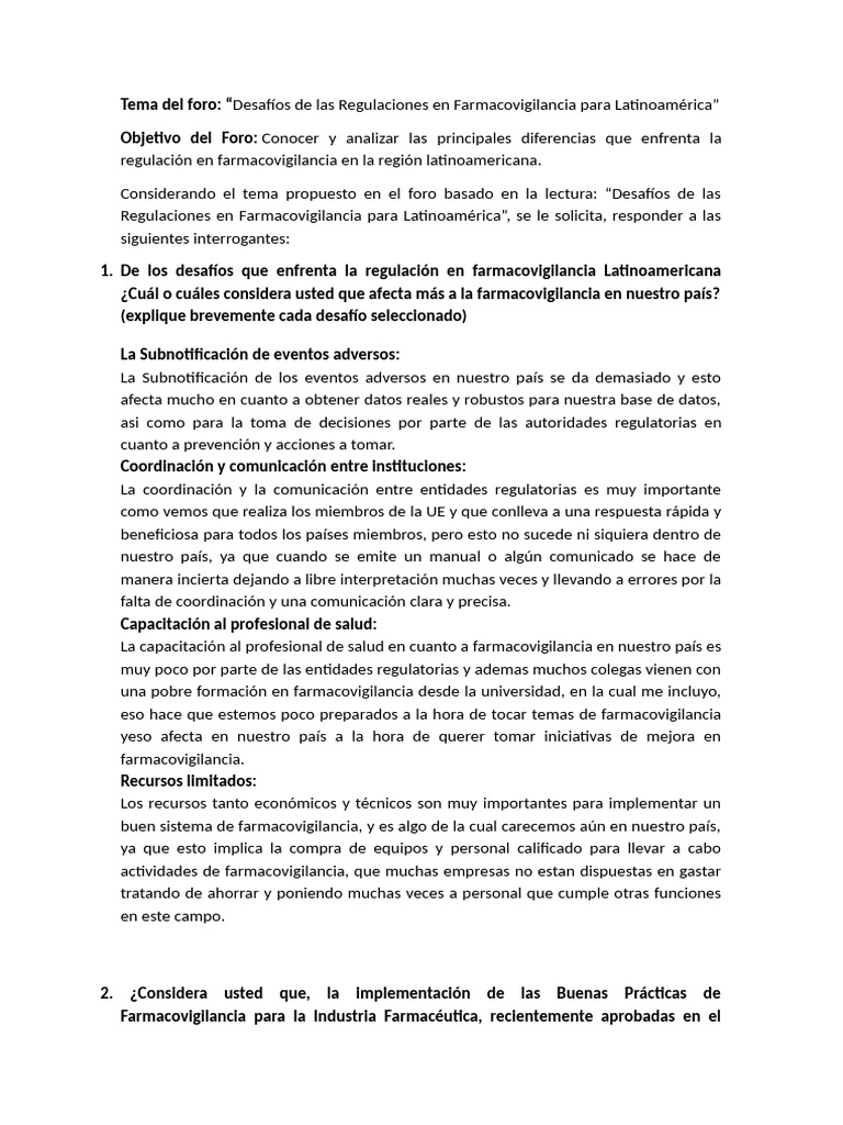 Foro 1 | PDF | Farmacia | Farmacéutico