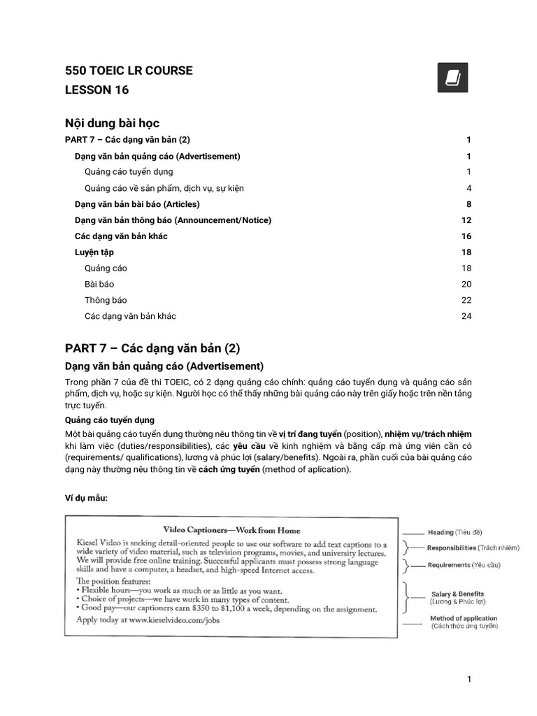 550 Toeic Lr.l16.120 - Handout | PDF