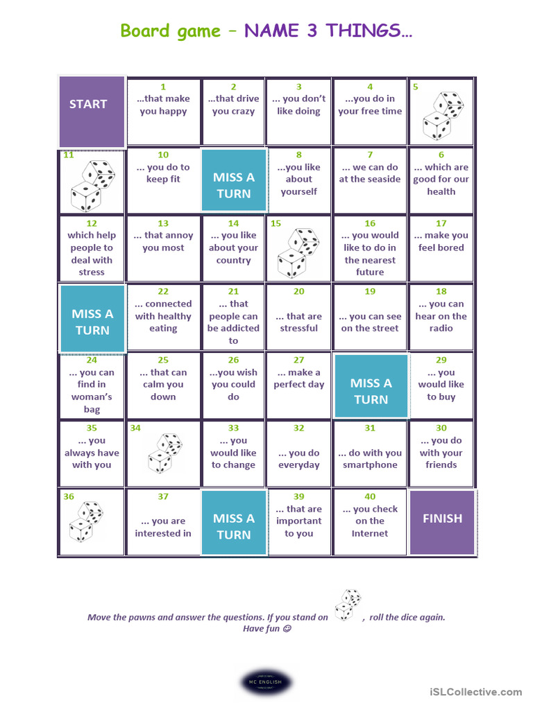 Name 3 Things - Speaking Game | PDF