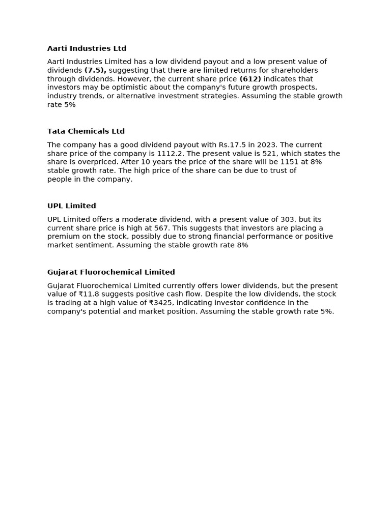 DCF Analysis of Chemical Industry | PDF