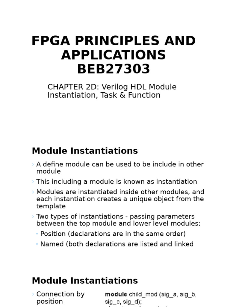 Chapter 2d - Verilog HDL Module Instantiation, Task Function | PDF ... Chapter 2d - Verilog HDL Module Instantiation, Task Function | PDF ...