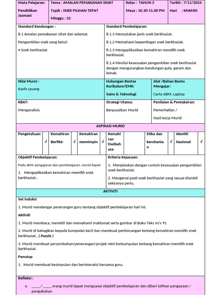 RPH PK TAHUN 3 2023 M32 at ARAS | PDF