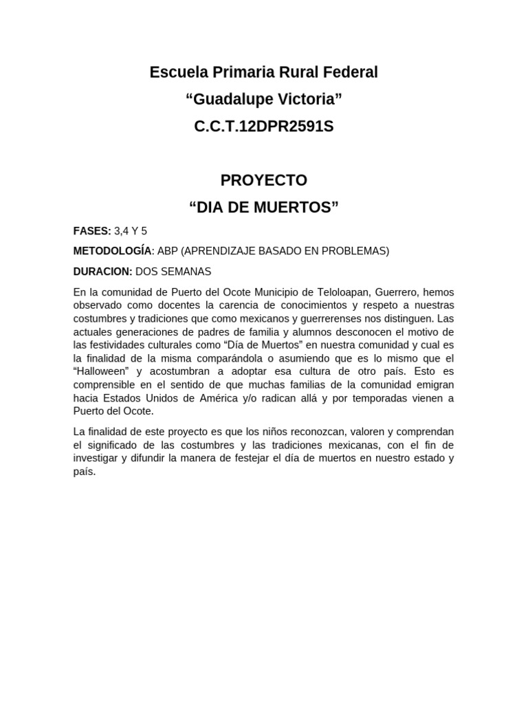 Proyecto Dia de Muertos | PDF