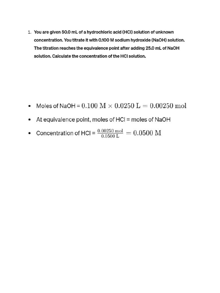 Titration Problem Solving Analytical Chemistry | PDF