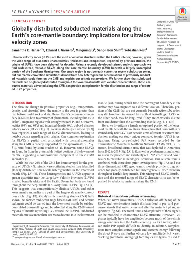 sciadv.add4838 | PDF | Earth Sciences | Geology