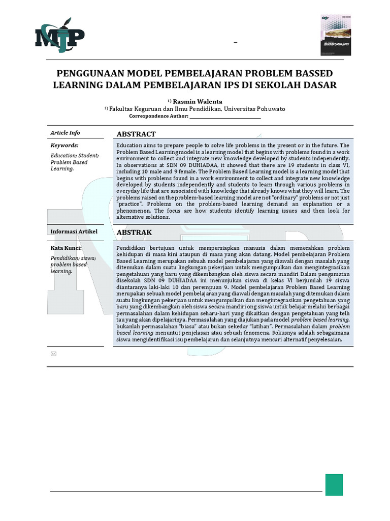 Model Problem Based Learning Pada Pelajaran IPS | PDF | Karier & Perkembangan | Kesehatan Holistik