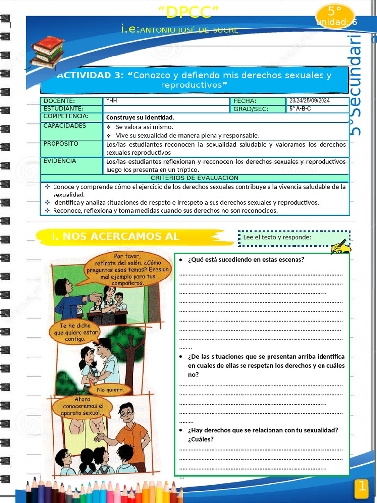 5° DPCC - Actv.03-Unid.6 2024 | PDF | La sexualidad humana | Control de la natalidad