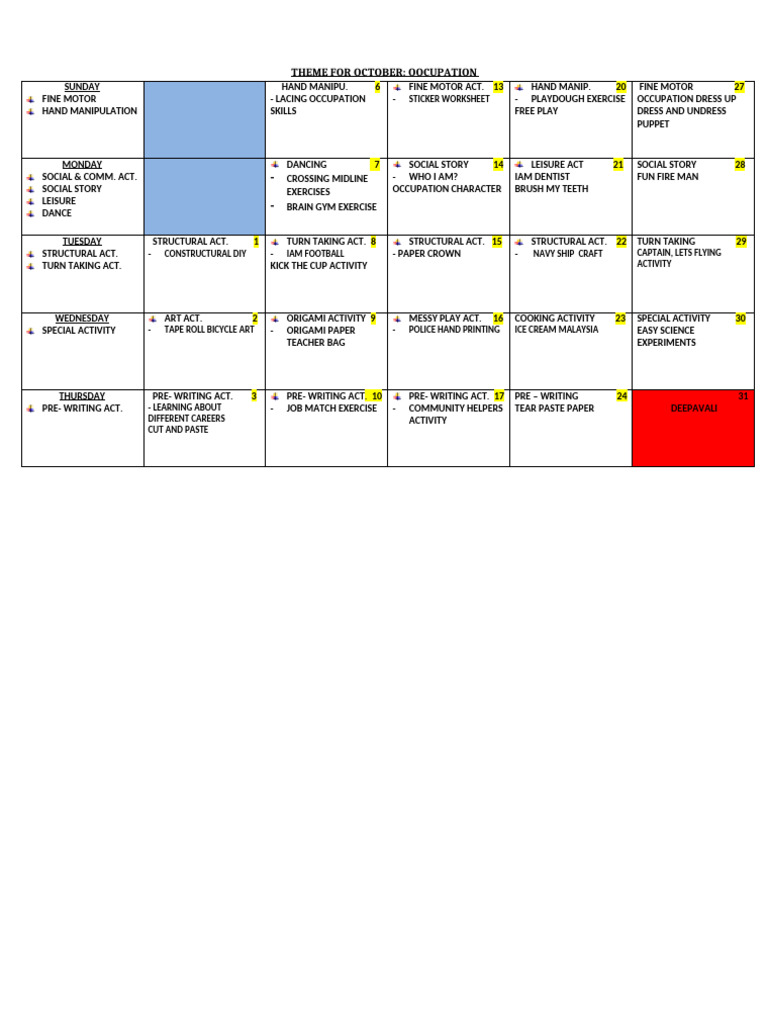 October Fine Motor & Social Activities | PDF